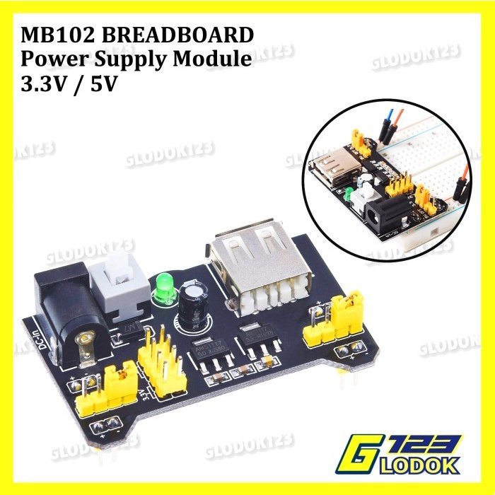 Jual MB102 Breadboard Power Supply Module 3.3V 5V Modul PSU Project Arduino - Glodok123